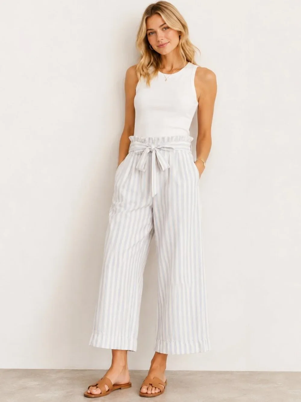 Madewell | Pants & Jumpsuits | Madewell Blue White Striped Linen ...